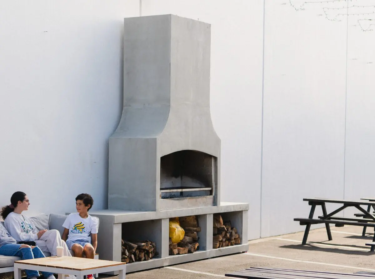 Precast Outside Fireplace 43.3 In Grillbar Stockholm Outdoor Concrete